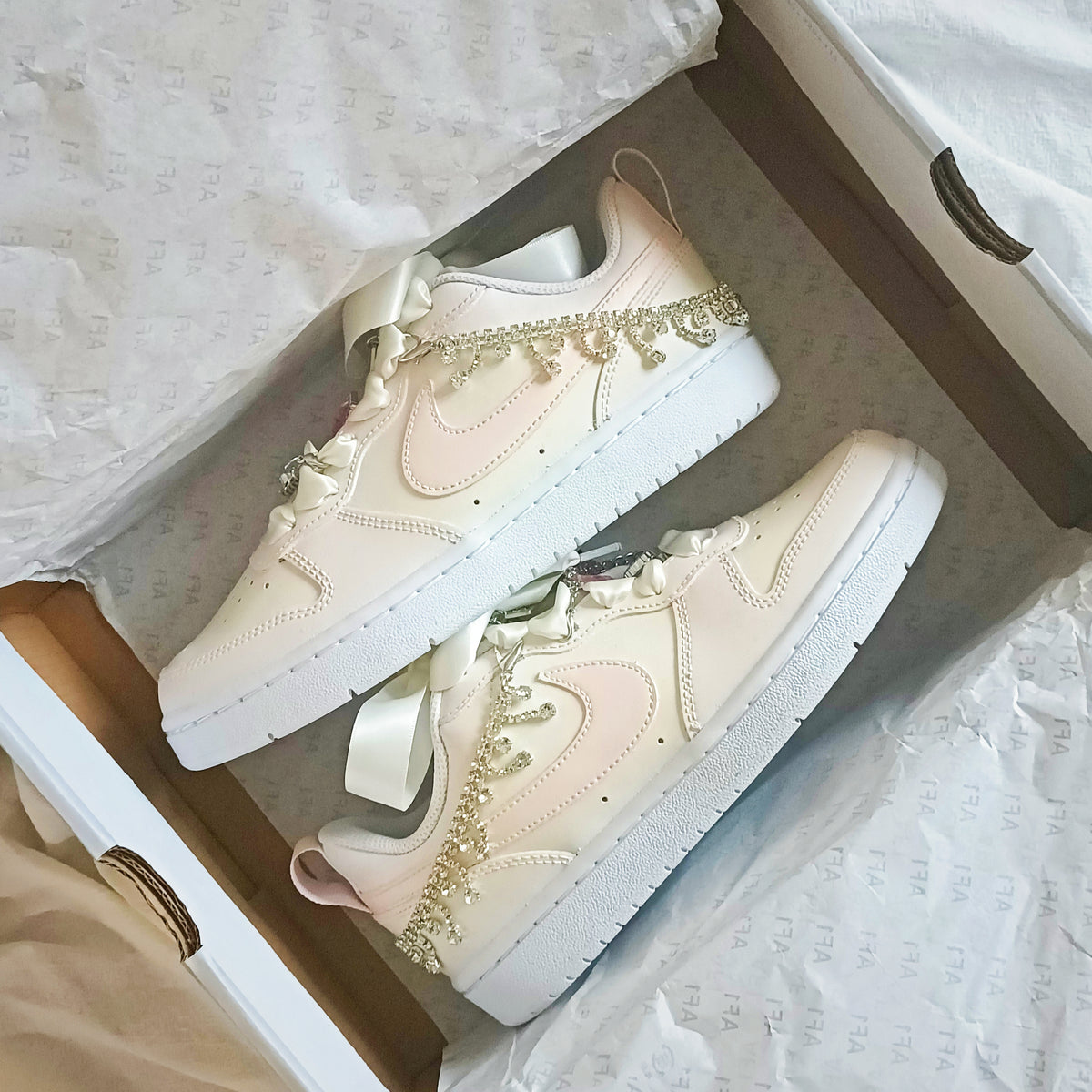 Show Your Unique Style: Diamond Necklace Ribbon Custom Air Force 1 ...