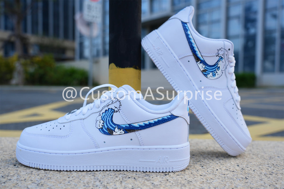 Custom Air Force 1 Wave Swoosh Blue – customasurprise