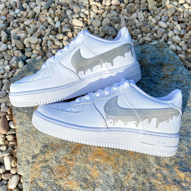 Drip Design Silver Custom AF1 – customasurprise