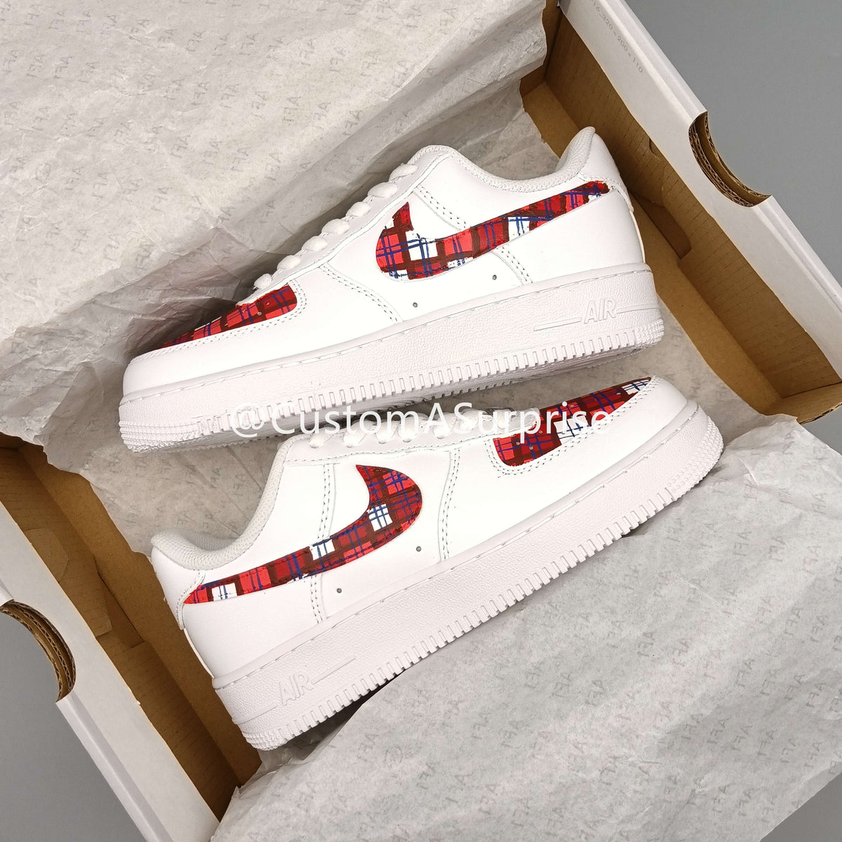 Custom Air Force 1 Red Checkerboard – customasurprise
